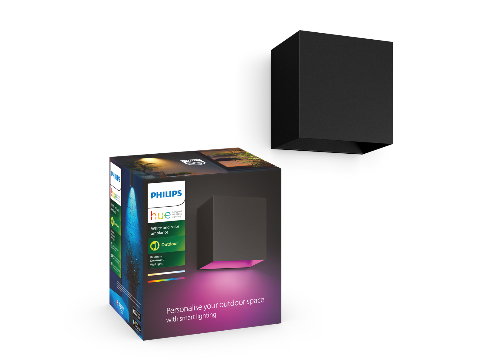 Philips Hue Resonate Downward Outdoor Wall Light (Black) — White ...