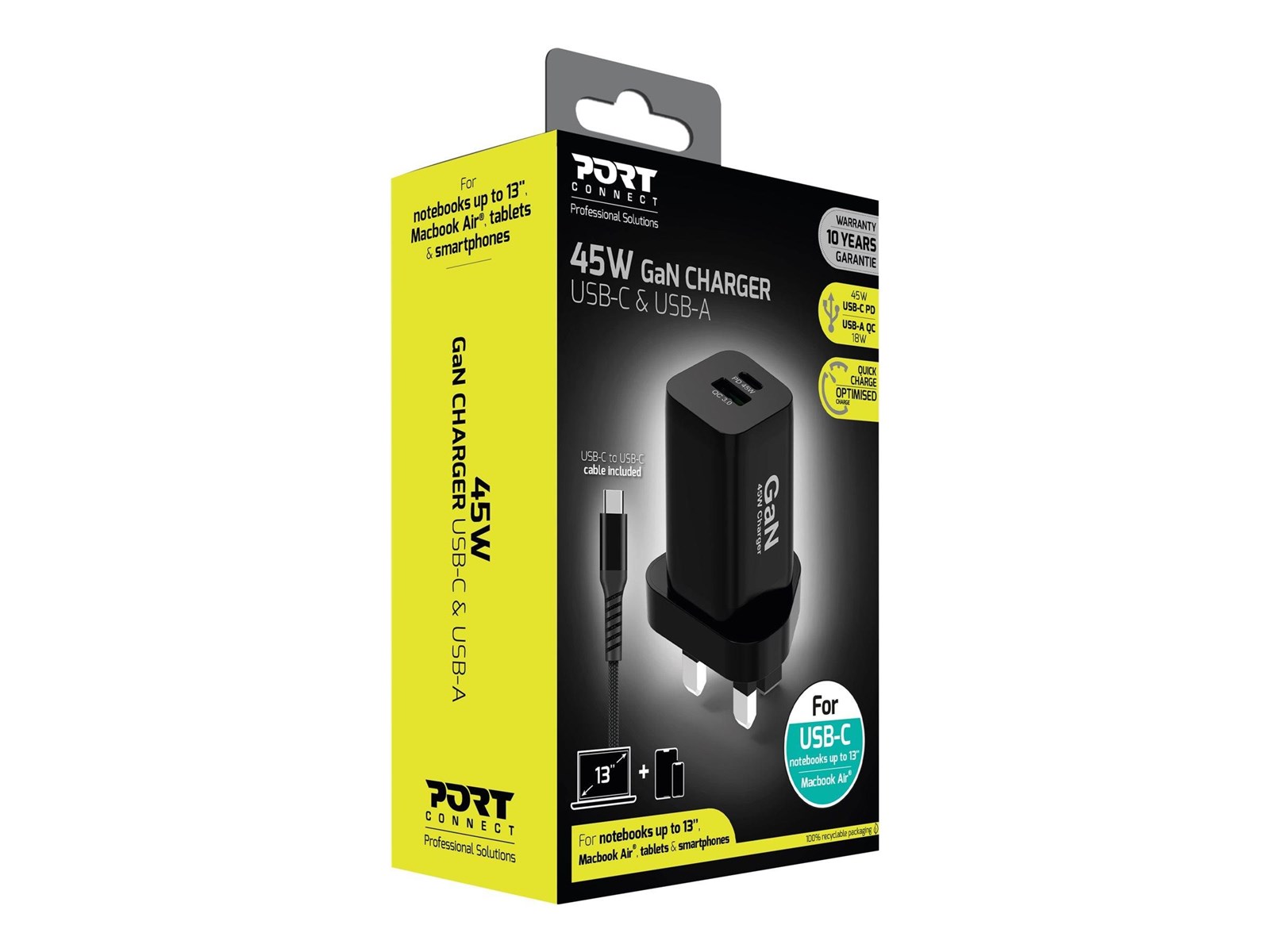 PORT Designs PORT Connect power adapter - USB 24 pin USB-C - 45 Watt