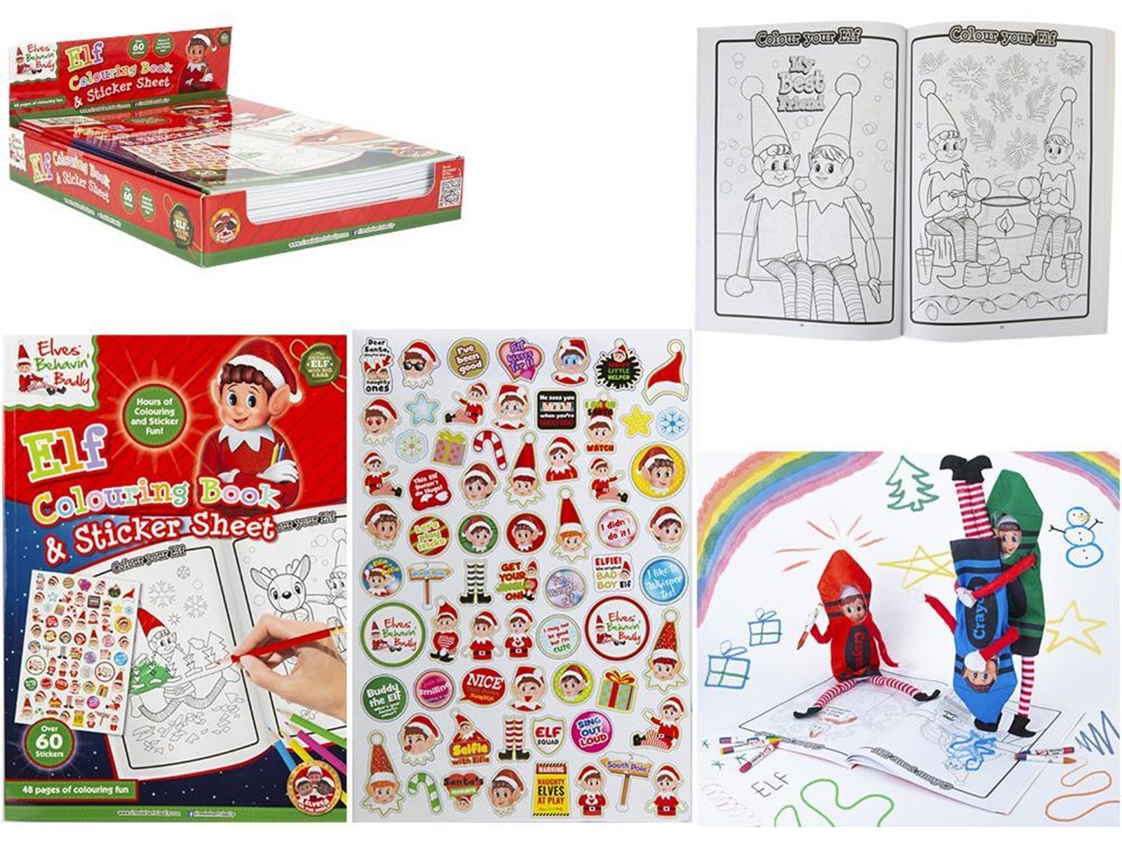 Elves Behavin' Badley A4 Elf Colouring Book 48 pages with Sticker Sheet