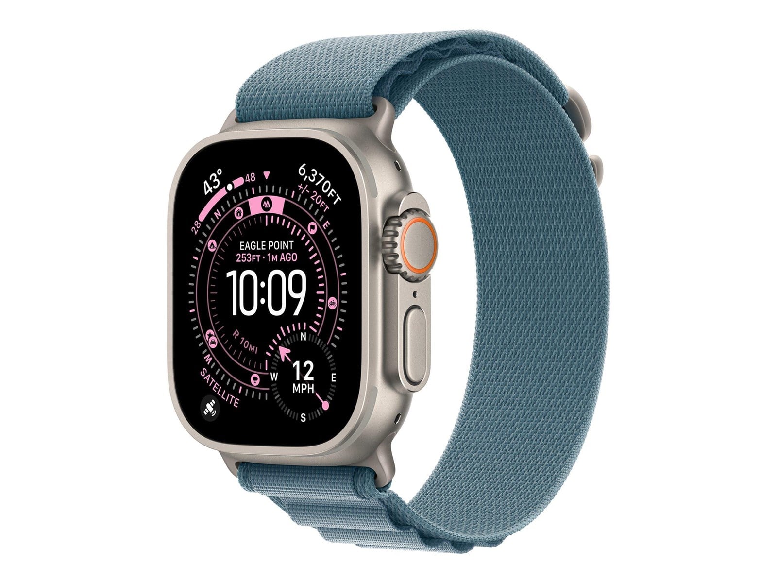 Apple 49mm Light Blue Alpine Loop - Medium - Natural Titanium Finish