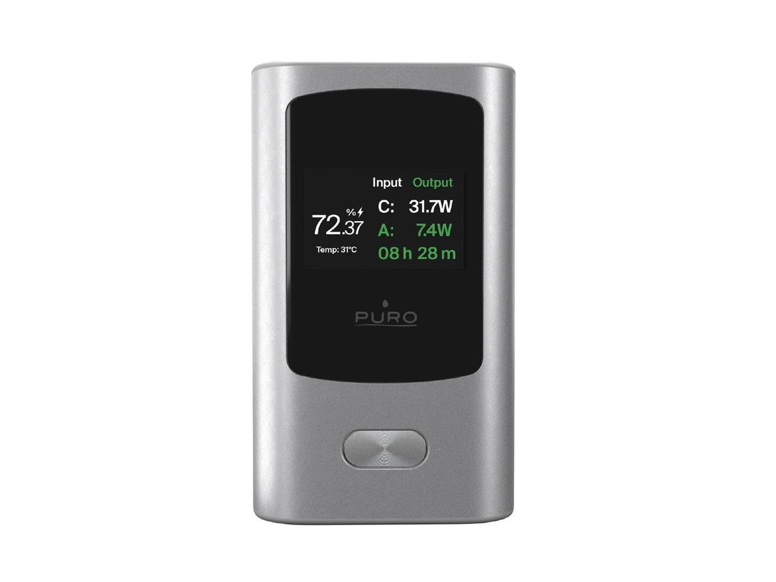 Puro 45W 10000mAh USB-A USB-C Power Bank with Display - Grey Powerbank ...