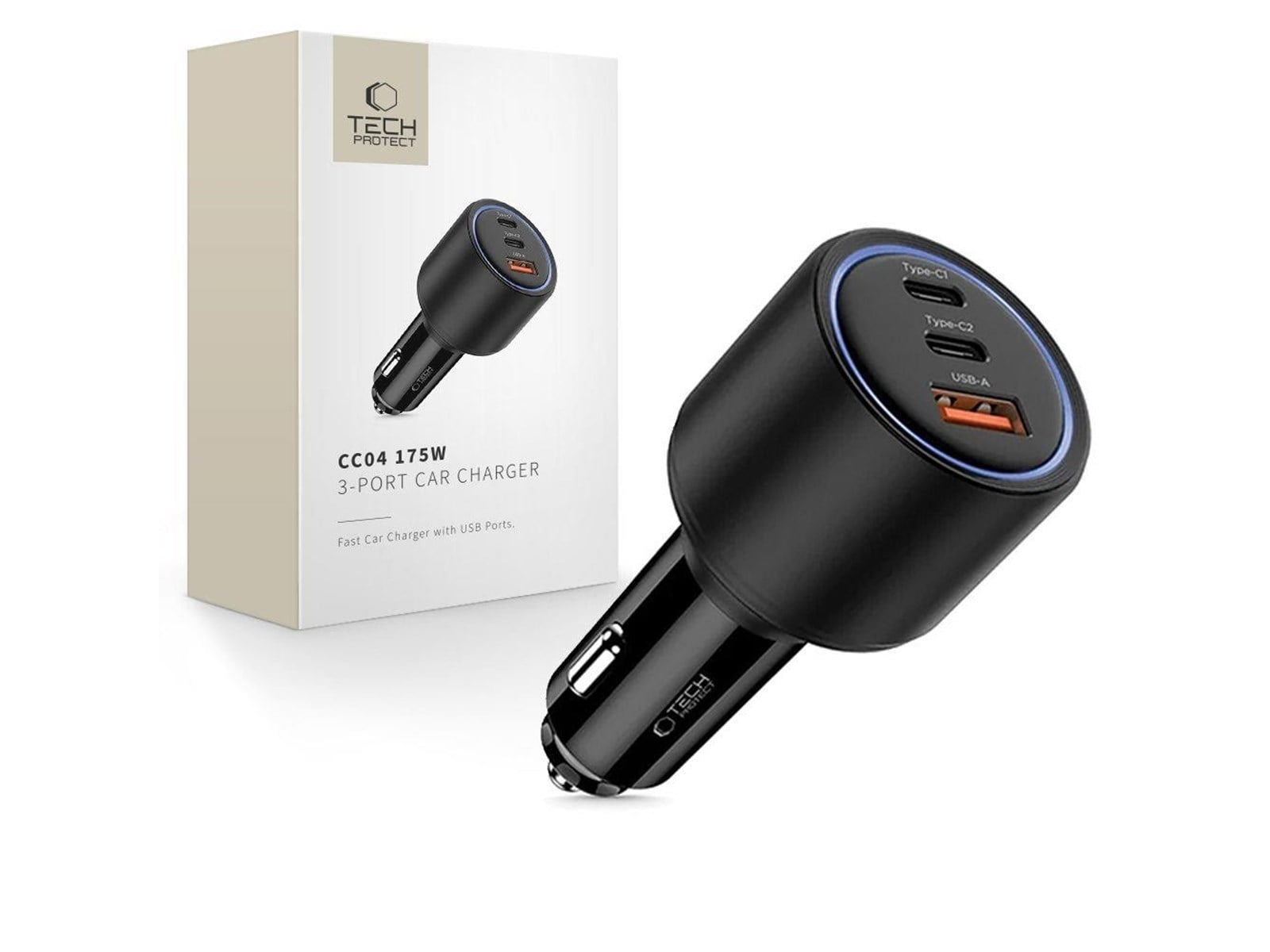 Tech-Protect Car Charger CC04 3-Ports PD175W - Black | Günstig