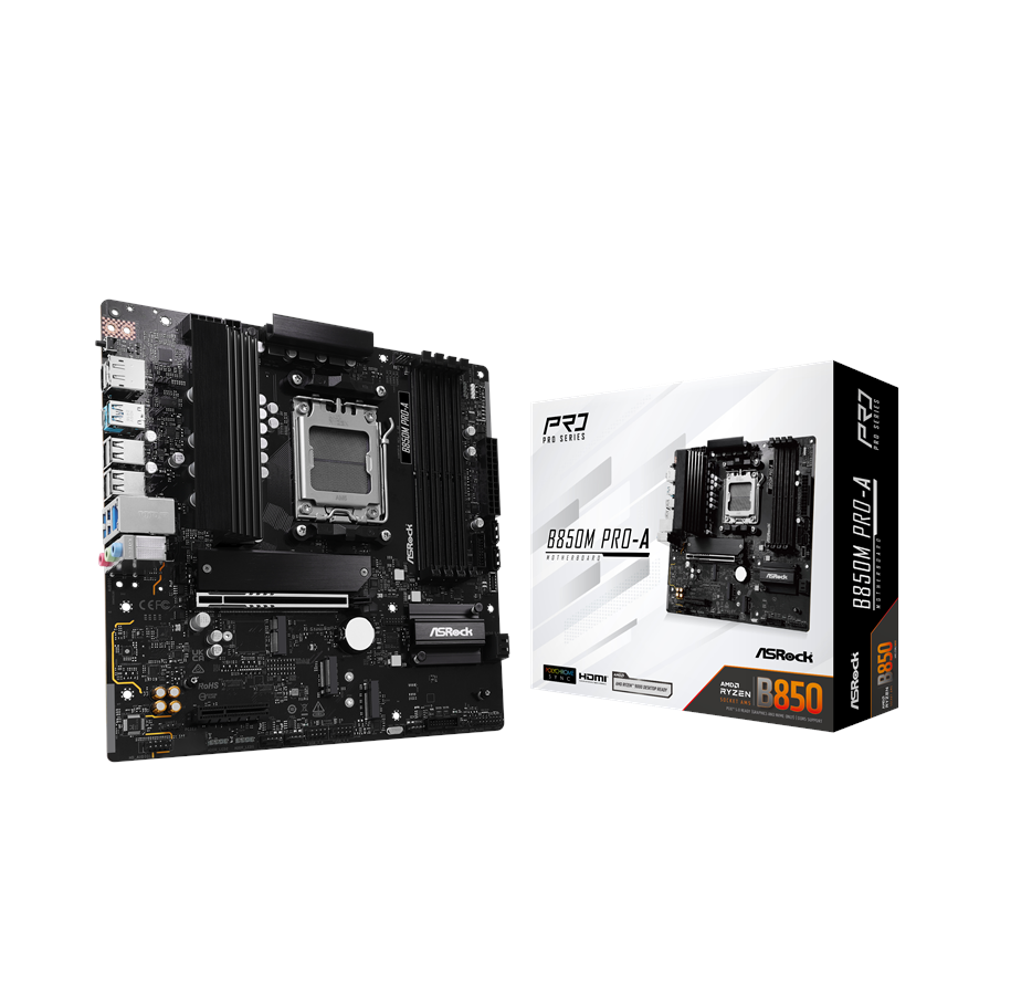 ASRock B850M Pro-A Mainboard - AMD B850 - AMD AM5 - DDR5 RAM - Micro-ATX
