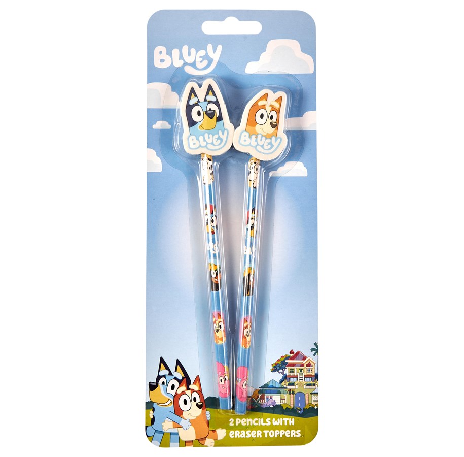 Euromic Bluey 2-pack pencils w/2 eraser toppers - triangular pencils ...