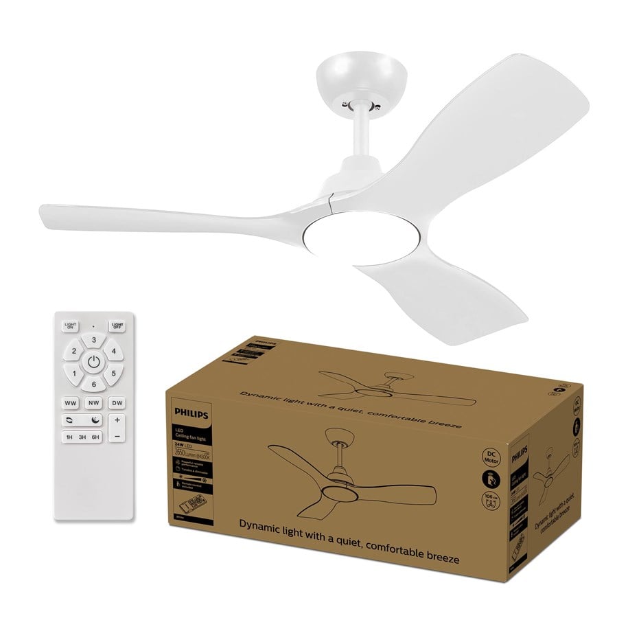 Philips Fixed Blade Fan Ceiling Light 42' – 30W Fan & 24W LED Lamp with ...