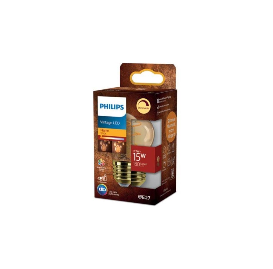 Philips LED-Lampe Filament Mini-ball 2.7W/918 (15W) Dimmable Amber E27