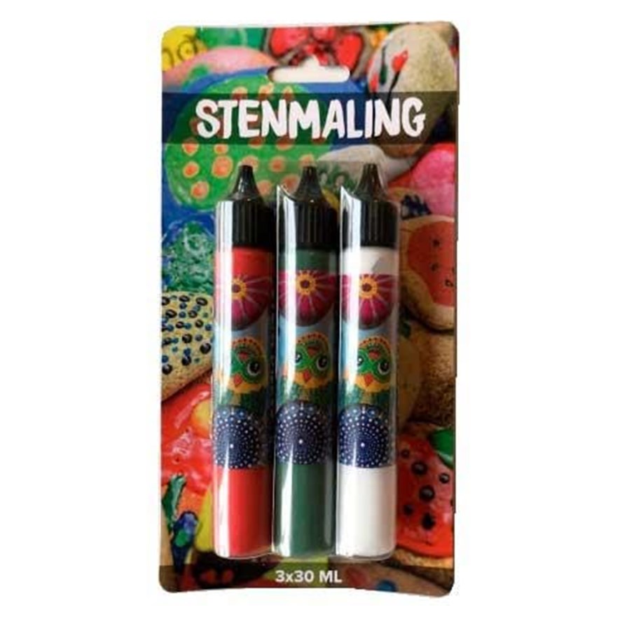 Hobby Mate Stone Paint 3*30ml Red-Green-White. | Günstig